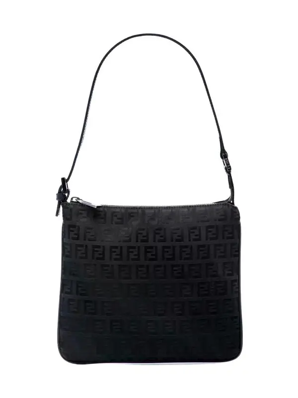 Fendi Zucchino Canvas Shoulder Bag - Black