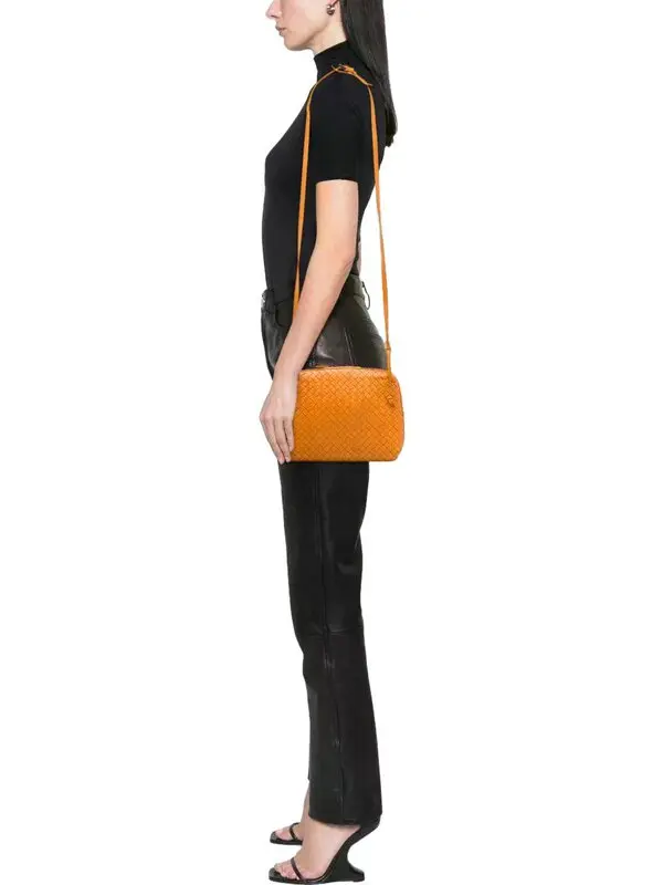 Bottega Veneta Nappa Intrecciato Nodini Crossbody Bag - Orange