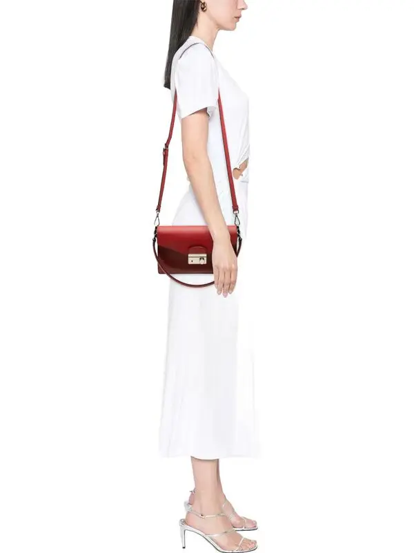 Prada Saffiano Lux Sound Lock Satchel - Red
