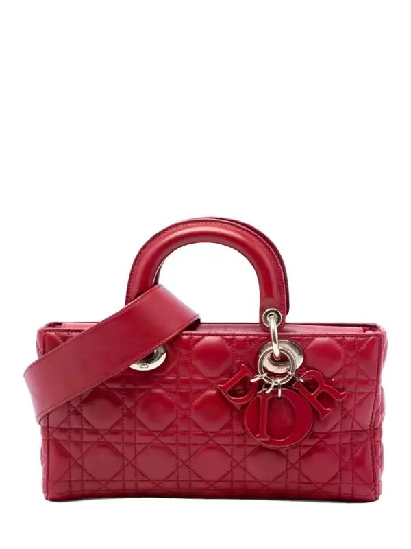 Dior 2016 Lambskin Lady D Joy Satchel - Red