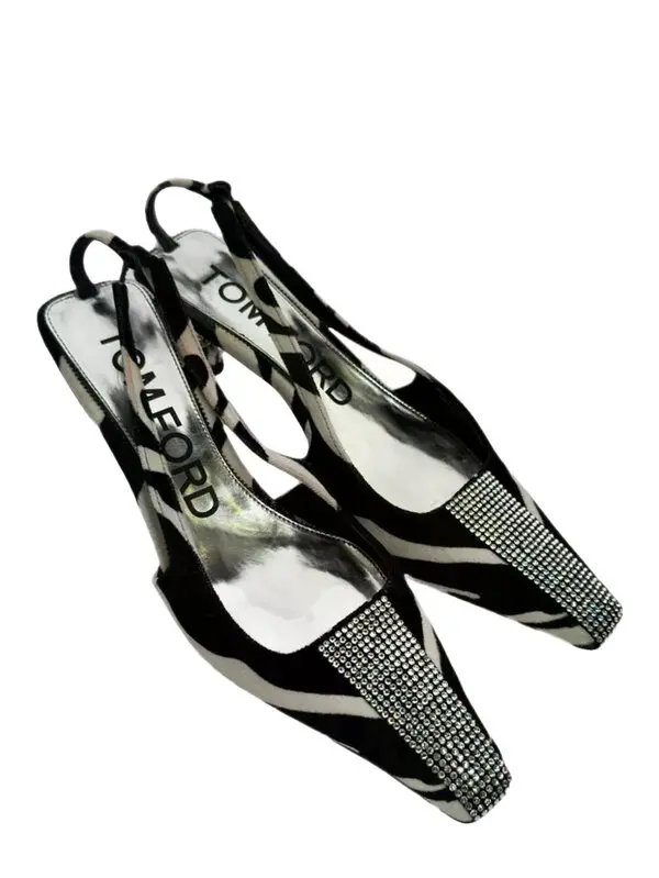 TOM FORD Zebra Print Slingback Pumps - Black