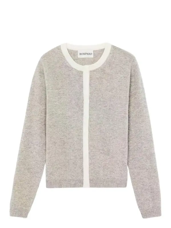 Eric Bompard Contrast Trim Cashmere Cardigan - Grey