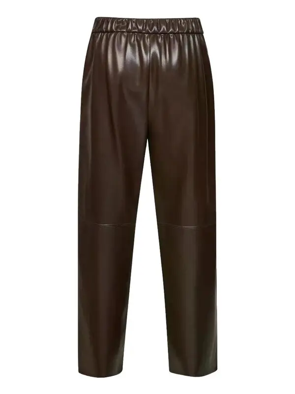 Max Mara Leather-effect Straight-leg Trousers - Brown