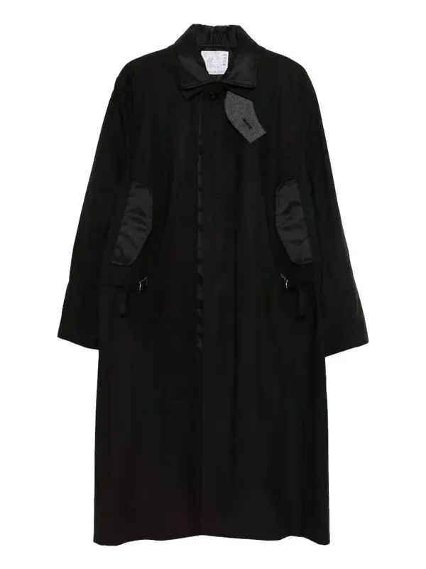 Sacai Buckle-detail Panelled Coat - Black