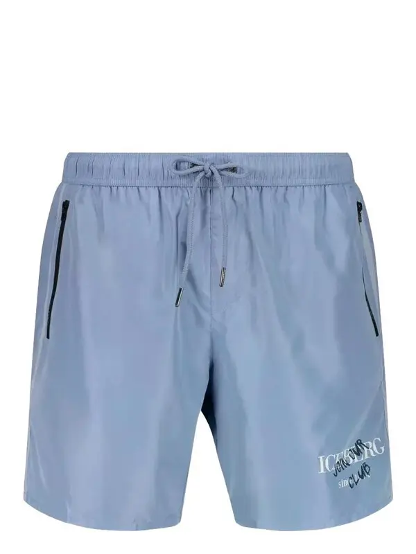 Iceberg Logo-print Drawstring Swim Shorts - Blue