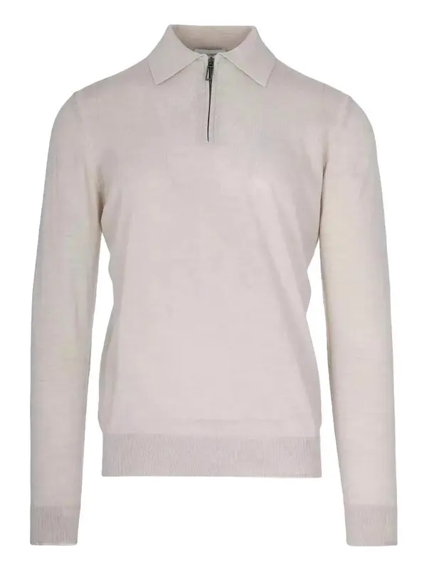 PAOLO PECORA Zip-fastening Wool Polo Shirt - Neutrals