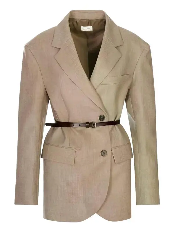 P.a.r.o.s.h Belted Double-breasted Blazer - Neutrals