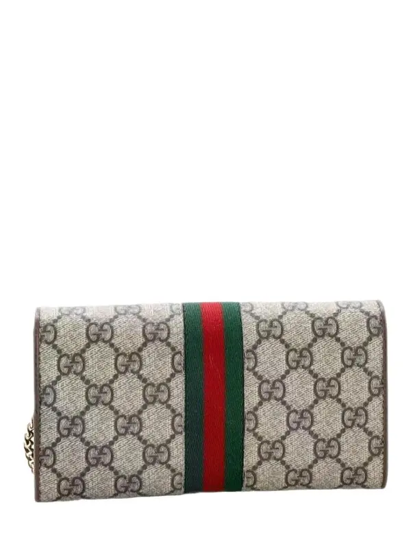 Gucci Ophidia Chain Wallet Gg Coated Canvas Crossbody Bag - Brown