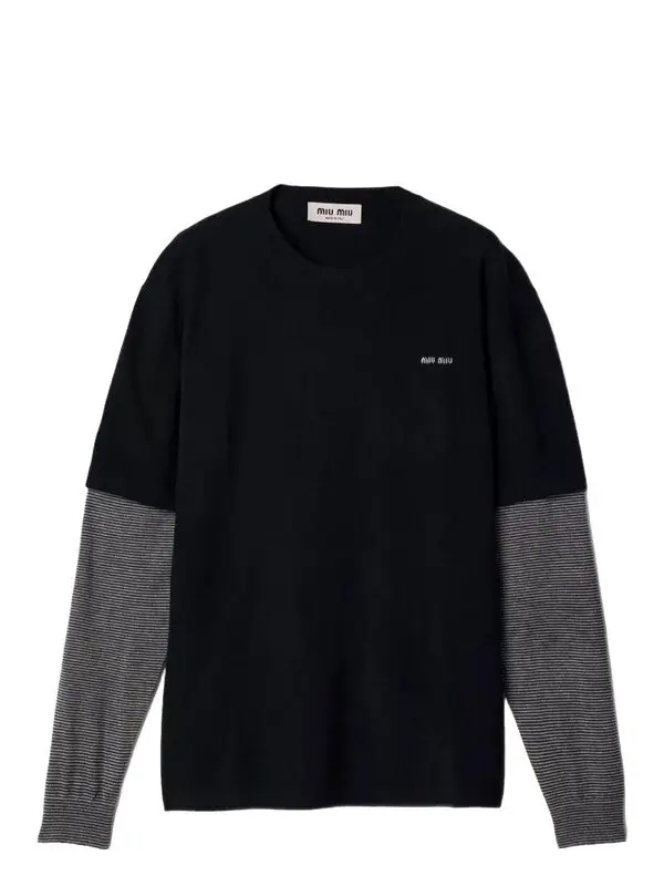 Miu Miu Layered Striped Sleeve Sweater - Blue