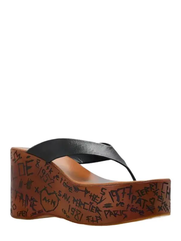 Chloé Maxime Graffiti Wedge Sandals - Black
