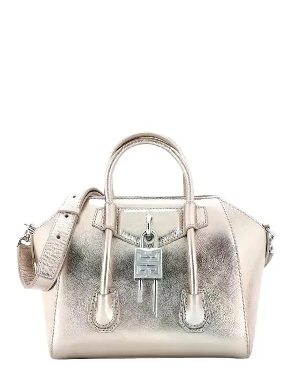 Givenchy Antigona Lock Bag Patent Mini Satchel - Gold