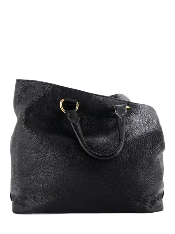 Prada Vitello Daino Convertible Shopper Tote Bag - Black