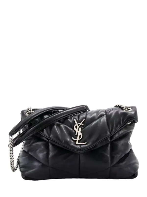 Saint Laurent Loulou Puffer Shoulder Bag Quilted Leather Small Crossbody Bag - Black