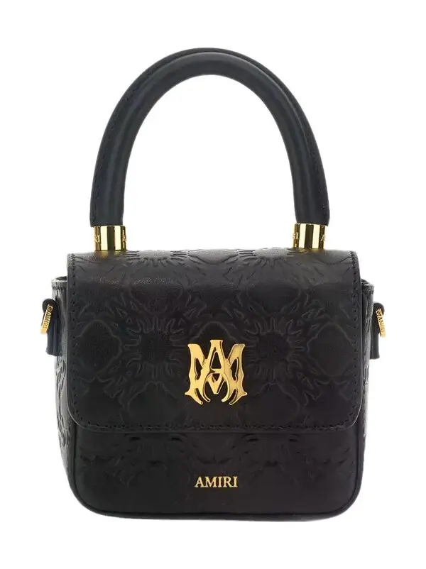 Amiri Ma Quad Monogram Leather Nano Bag - Black