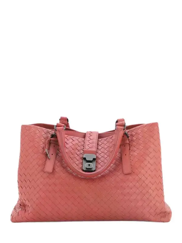 Bottega Veneta Roma Intrecciato Nappa Medium Tote Bag - Pink
