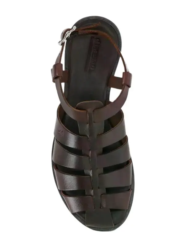Dragon Diffusion Leather Caged Sandals - Brown