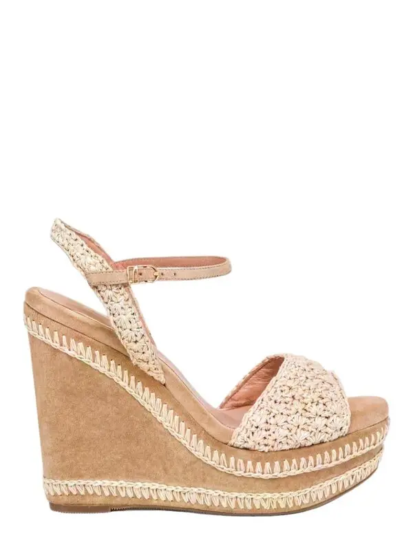 Santoni Crochet Wedge Sandals - Neutrals