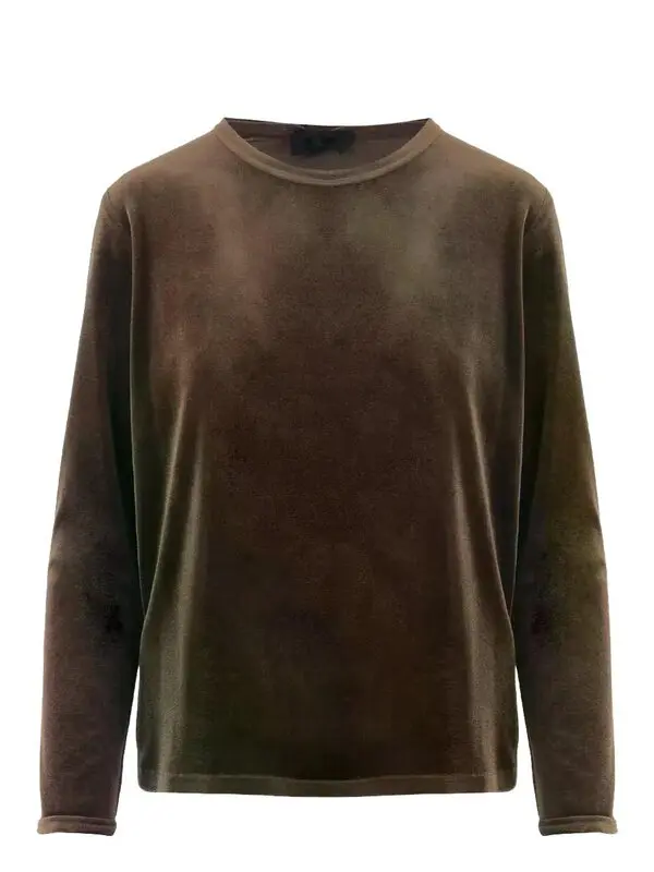 F.IT Velvet-effect Crew-neck Sweater - Brown