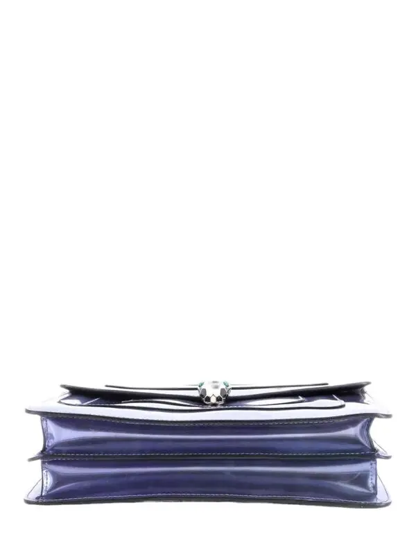 BVLGARI Serpenti Forever Patent Medium Shoulder Bag - Blue
