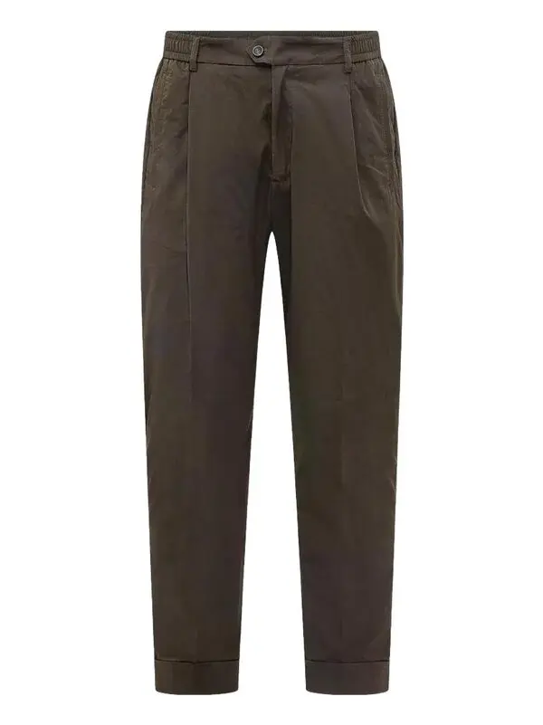 HOSIO Pleated Detail Cuffed Hem Trousers - Brown