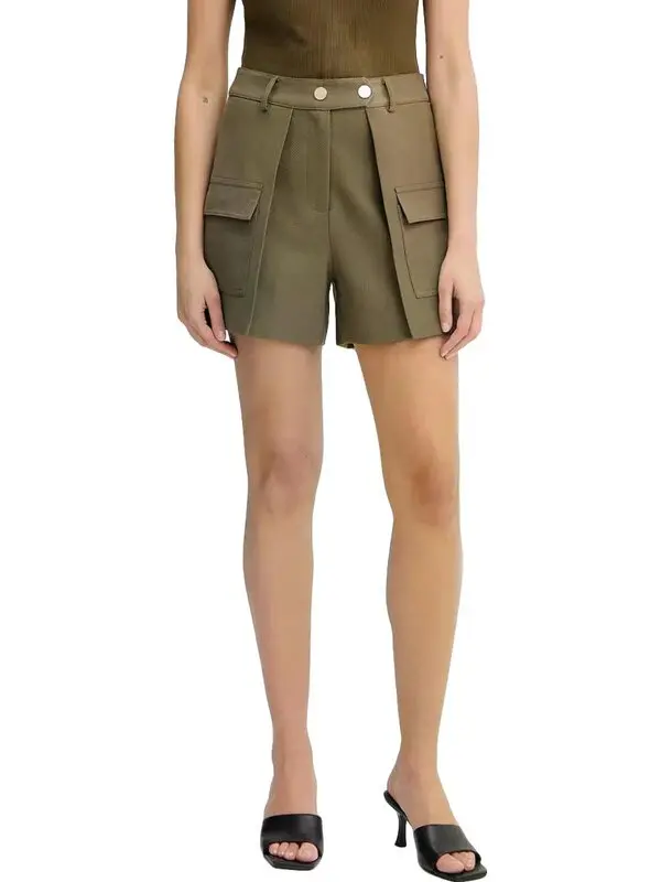 MORGAN Shonau Flap-pocket Twill Shorts - Green