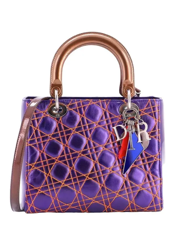Dior Lady Leather Satchel - Purple