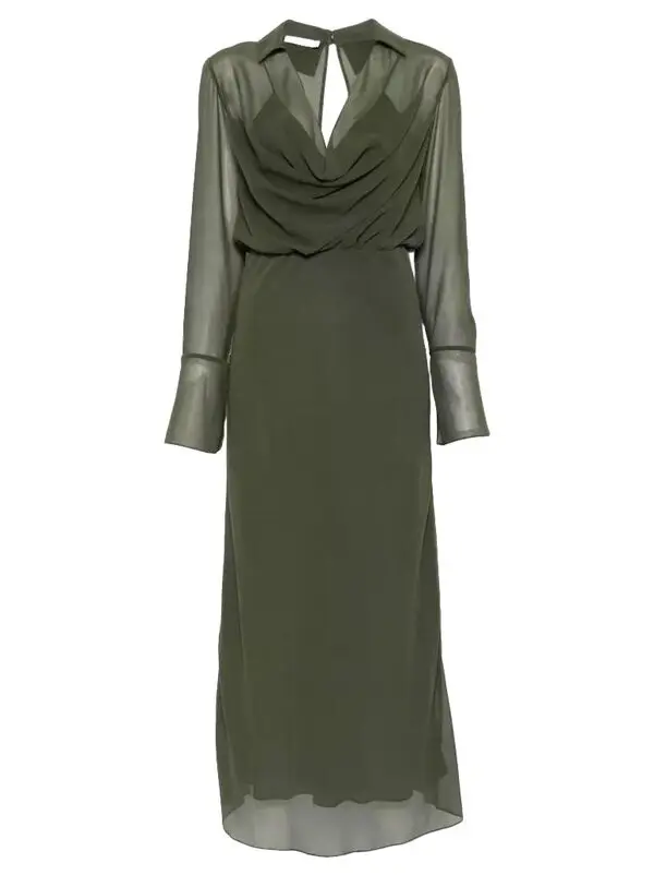 Patrizia Pepe Long Sleeve Cowl Neck Dress - Green