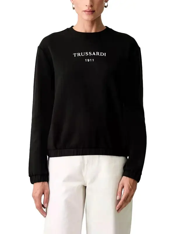 TRUSSARDI Logo Embroidered Crewneck Sweatshirt - Black
