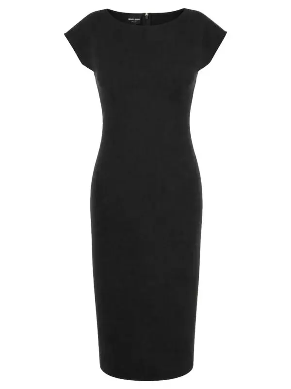 Giorgio Armani Cap-sleeve Midi Dress - Black