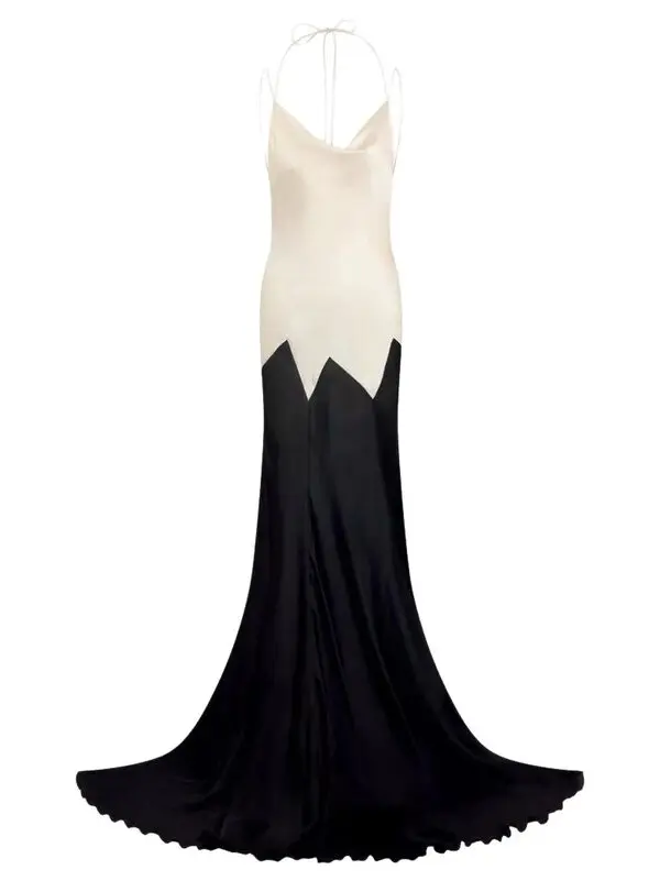 Roberto Cavalli Two-tone Slip Maxi Dress - Black
