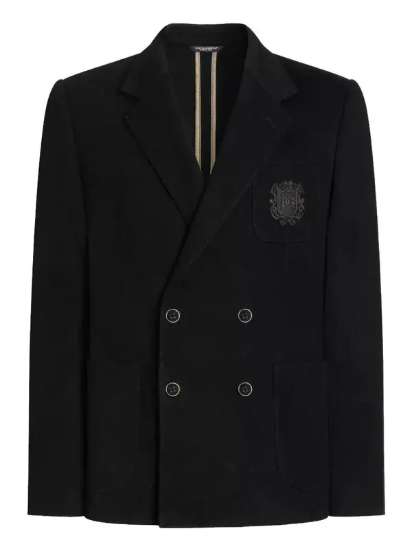 Dolce & Gabbana Portofino Double- Breasted Jersey Jacket - Black