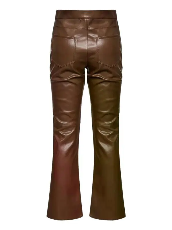Max Mara Flared Leather-effect Trousers - Brown