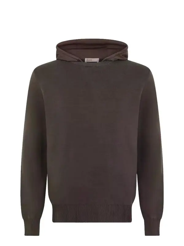 Herno Fine-knit Hoodie With Contrasting Hood - Brown