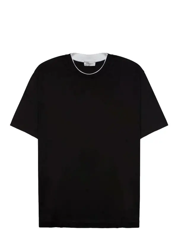 PAOLO PECORA Layered-effect Cotton T-shirt - Black