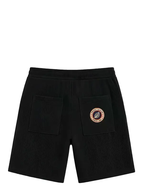 SWEET PANTS Waffle-knit Logo Patch Shorts - Black