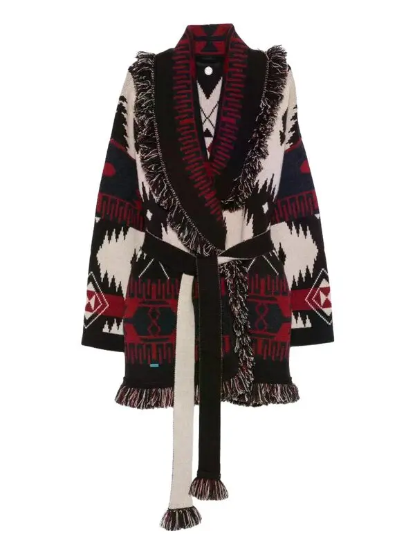 Alanui Long Sleeve Fringe Trim Cardigan - Neutrals