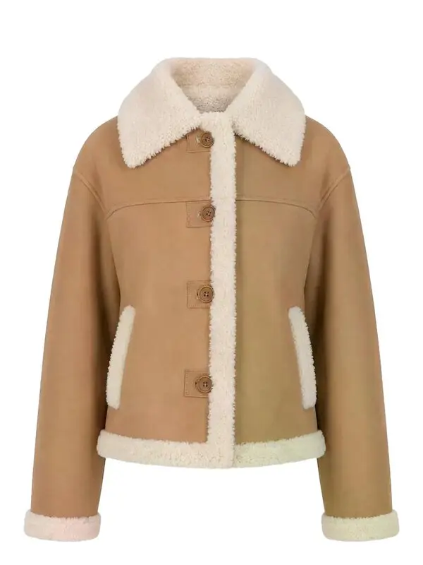 P.a.r.o.s.h Montana Shearling Trim Jacket - Neutrals