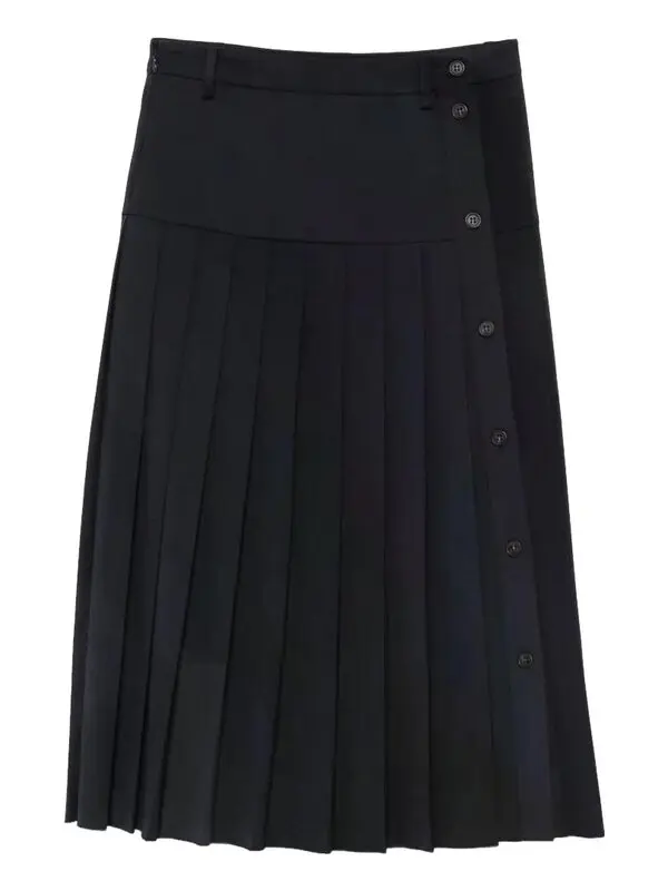 N°21 Pleated Button-detail Midi Skirt - Blue