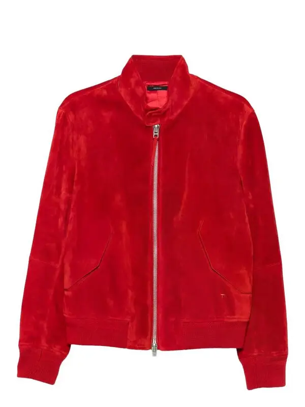 TOM FORD Suede Bomber Jacket - Red