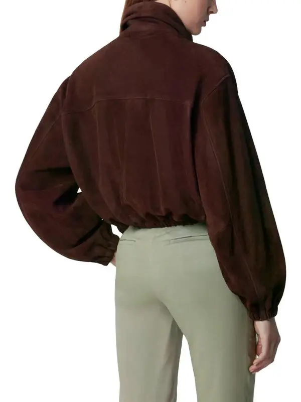 Nour Hammour Pia Suede Bomber Jacket - Brown