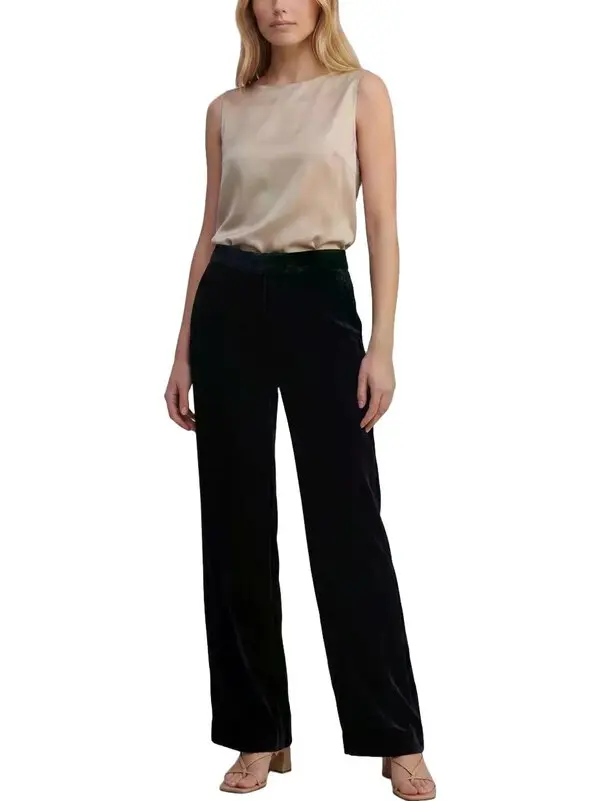 FERRAGAMO Velvet Wide Leg Trousers - Black