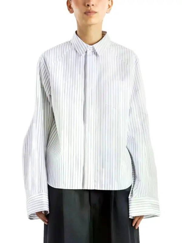 Sacai Striped Classic Collar Shirt - White