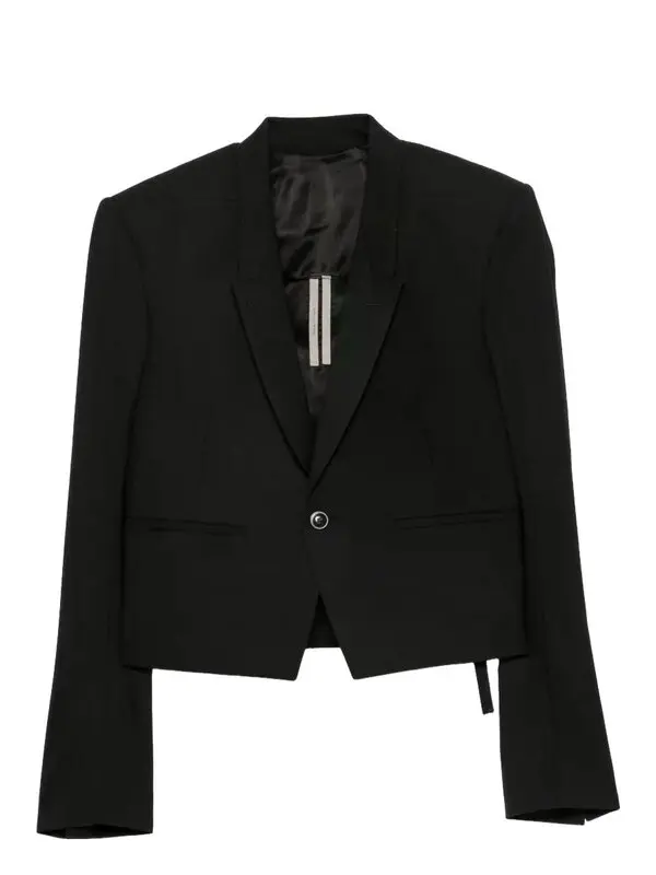 Rick Owens Cropped Blazer With Buckle-strap Detail - Black