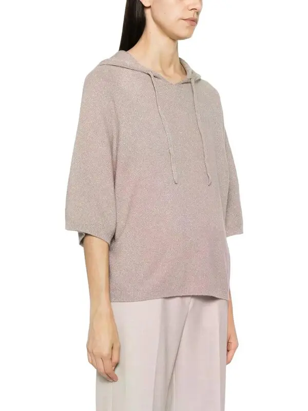 Fabiana Filippi Knitted Drawstring Hoodie - Neutrals