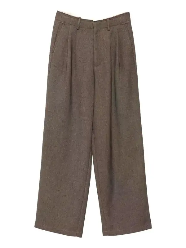 ELEH Pleated Palazzo Pants - Brown