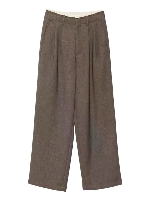 ELEH Pleated Palazzo Pants - Brown