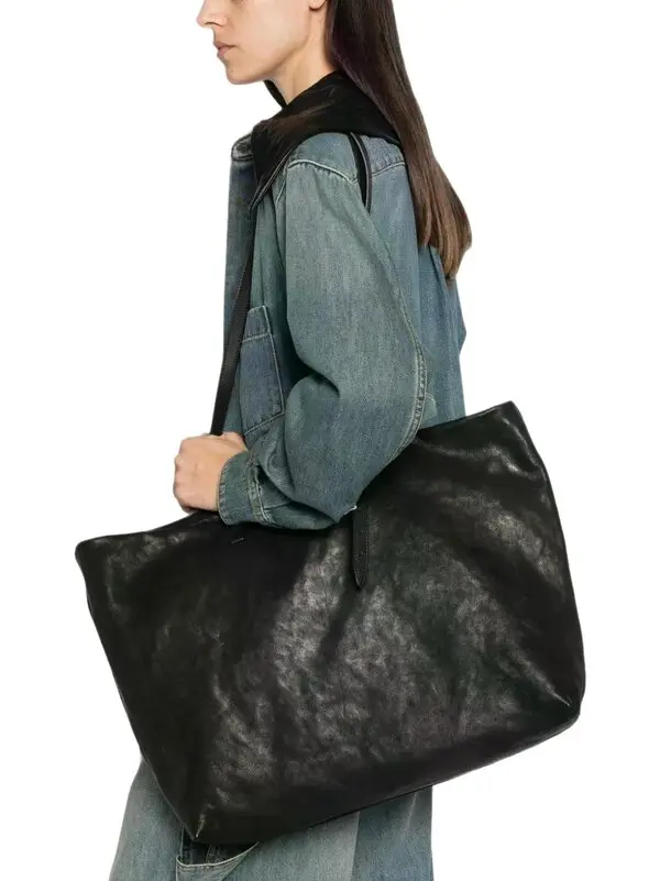 ANN DEMEULEMEESTER Distressed Leather Tote Bag - Black