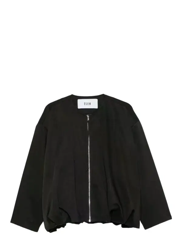 ELEH Collarless Zip-up Jacket - Black