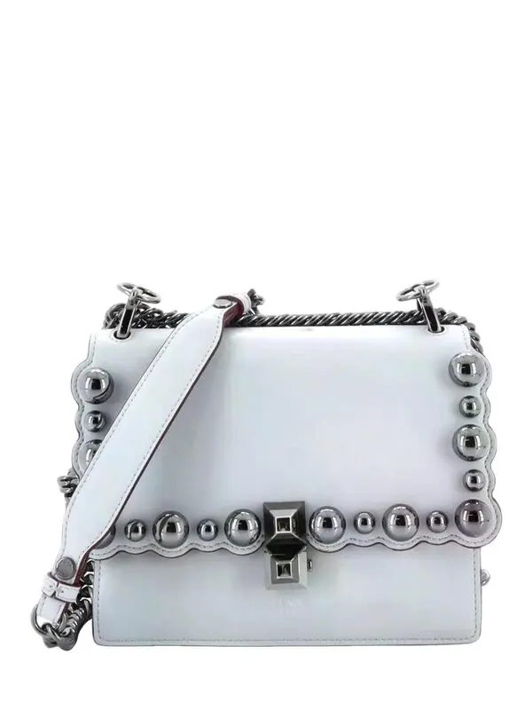 Fendi Kan I Bag Studded Leather Small Shoulder Bag - Blue