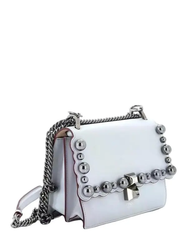 Fendi Kan I Bag Studded Leather Small Shoulder Bag - Blue